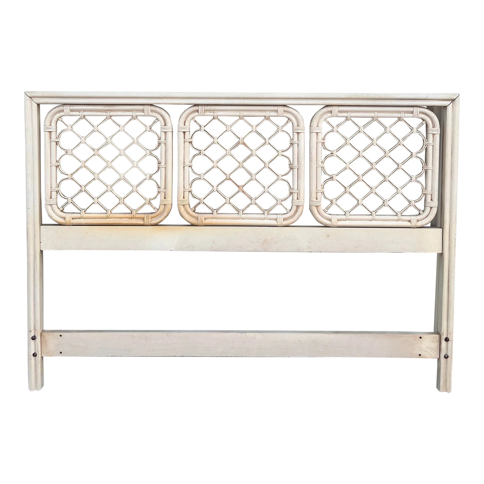 Lattice Fretwork Faux Bamboo Queen Headboard | Chairish