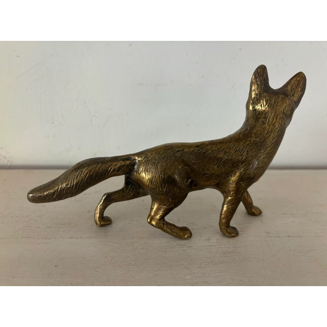 Vintage English Brass Fox | Chairish