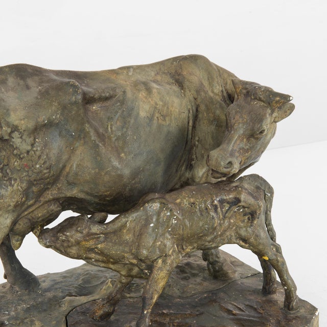 1880s French Plaster Cow and Calf by Pierre-Jules Mene | Chairish