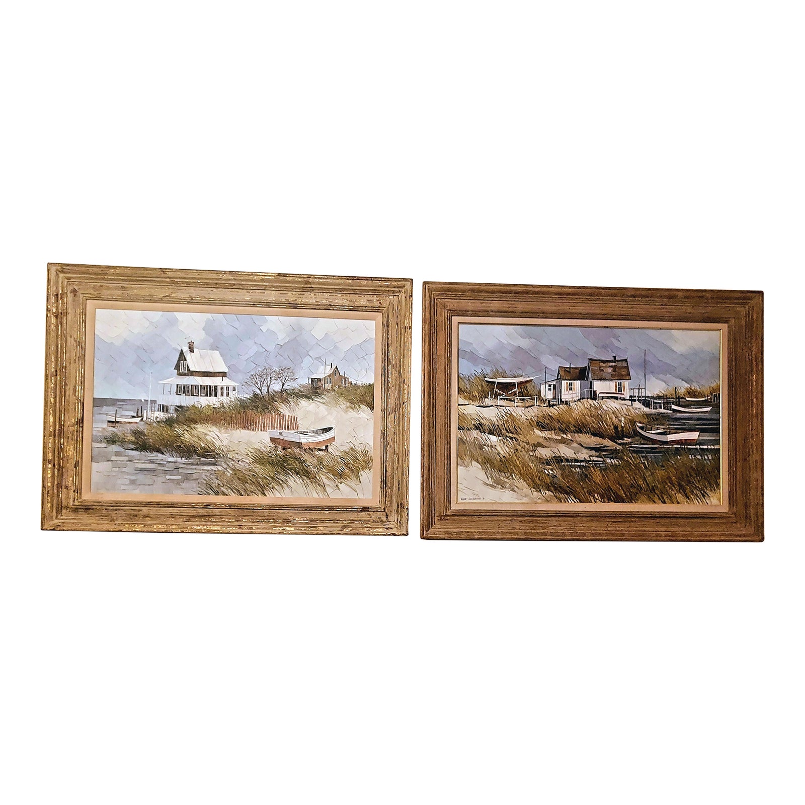 1970s Albert Swayhoover Original Oil Painting Pair – Coastal Landscapes ...