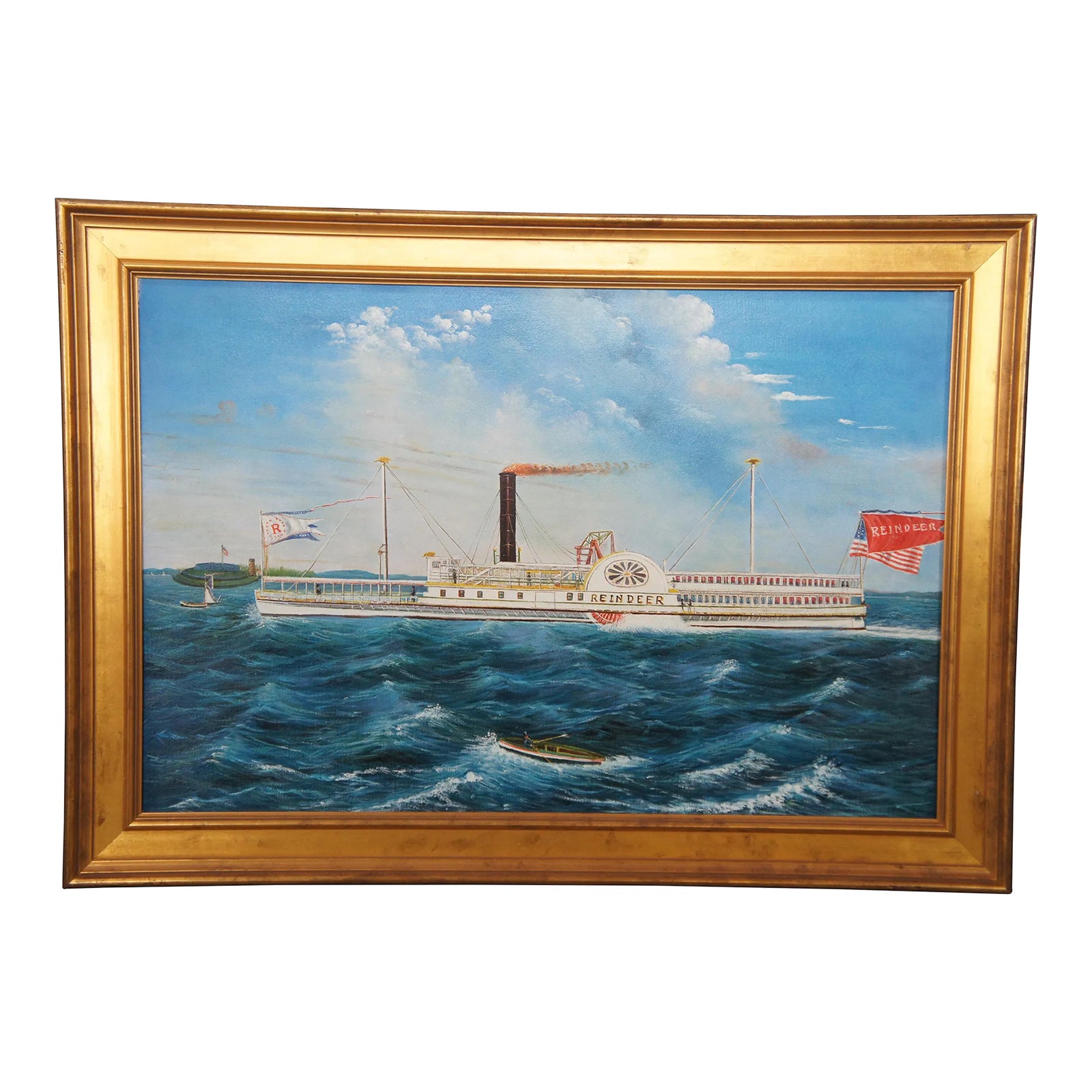 Mid 19th Century American Steamboat Reindeer Portrait After James Bard ...