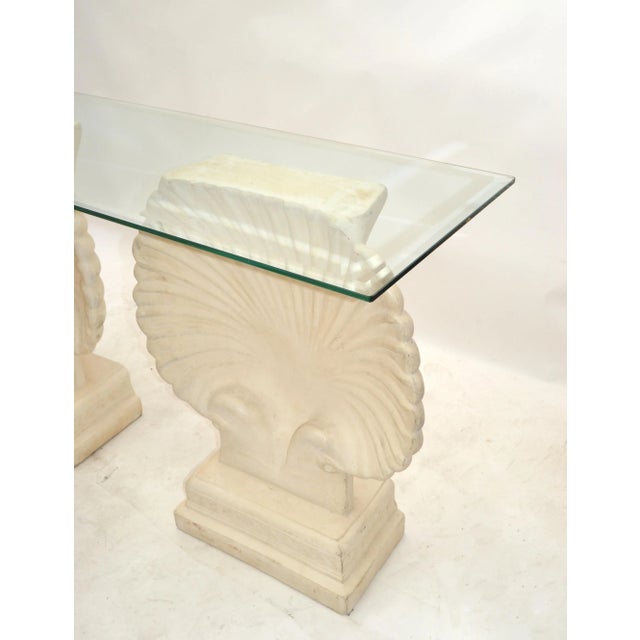 1 of 2 Mid-Century Modern Nautical Hand-Carved Concrete Sea Shell ...