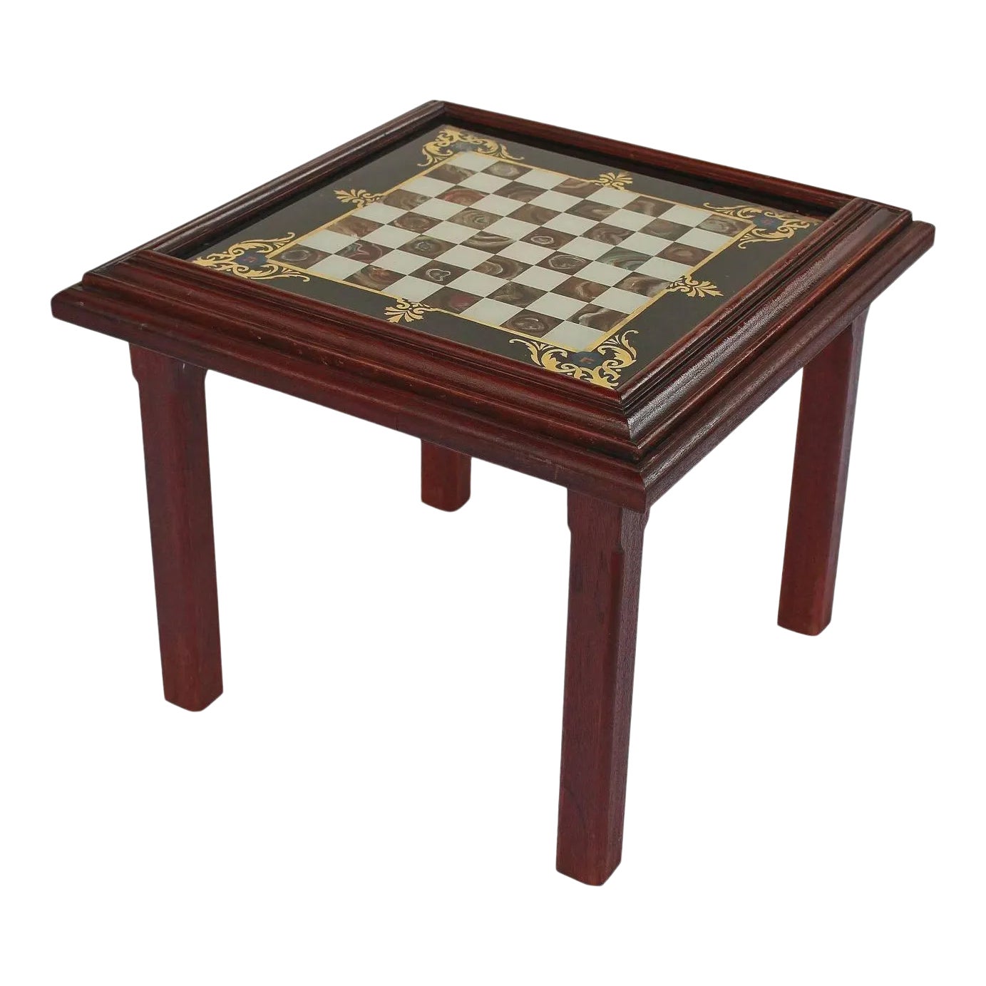 English Low Table with Chess Board Top | Chairish