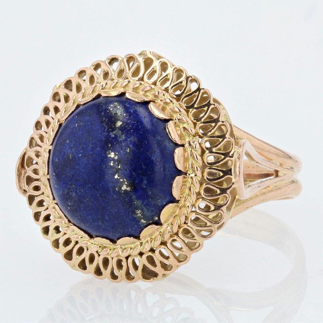 1960s Retro 4, 25 Carat Lapis Lazuli 18 Karat Yellow Gold Ring Size 4.5 ...