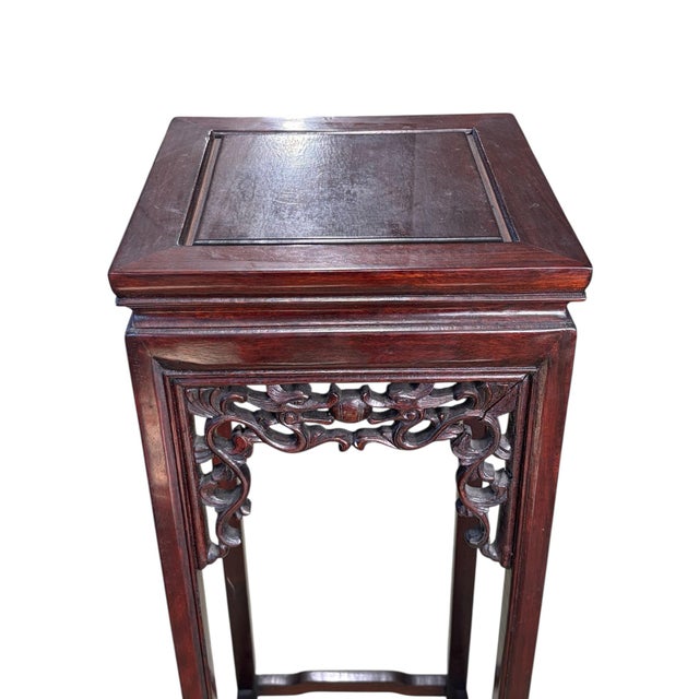 Vintage Circa 1960's Chinoiserie Rosewood Pedestal Stand Display 36" H ...