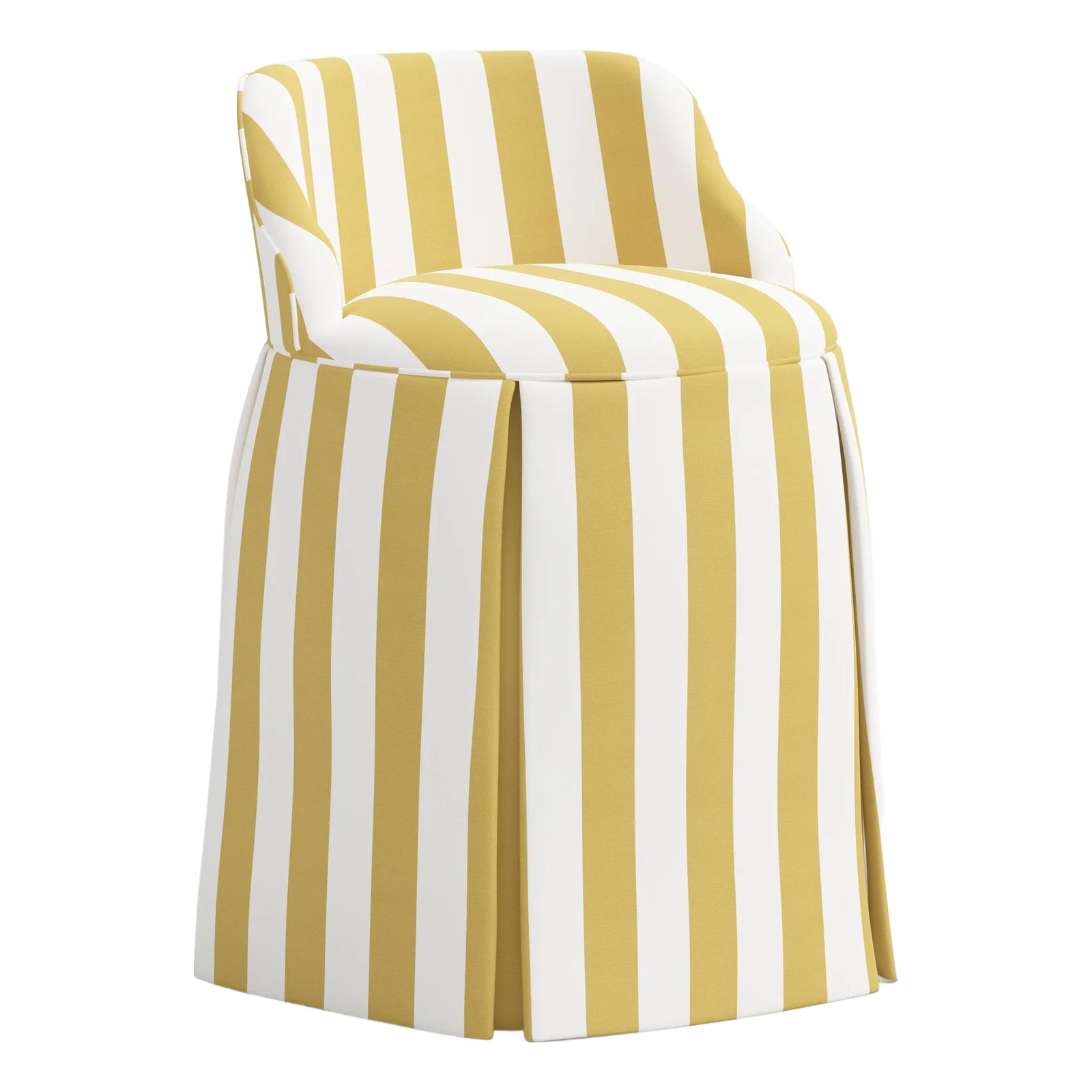 Spritely Home Uptown Skirted Vanity Chair in Canopy Stripe Honey | Chairish