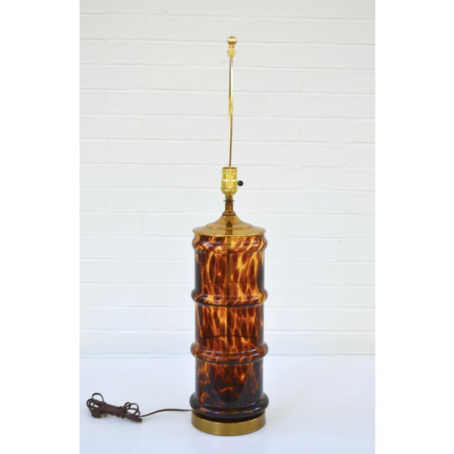 1950s Hollywood Regency Blown Glass Tortoise Shell Table Lamp | Chairish