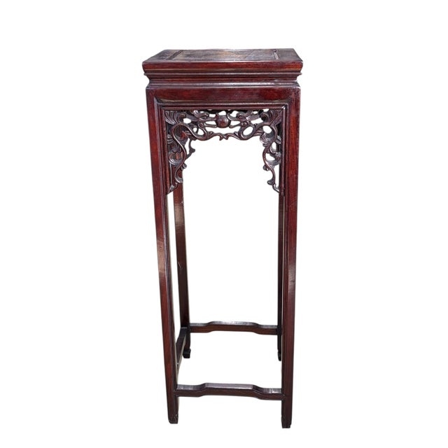 Vintage Circa 1960's Chinoiserie Rosewood Pedestal Stand Display 36" H ...