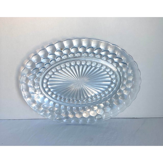 Vintage Anchor Hocking Depression Glass Sapphire Blue Bubble Platter