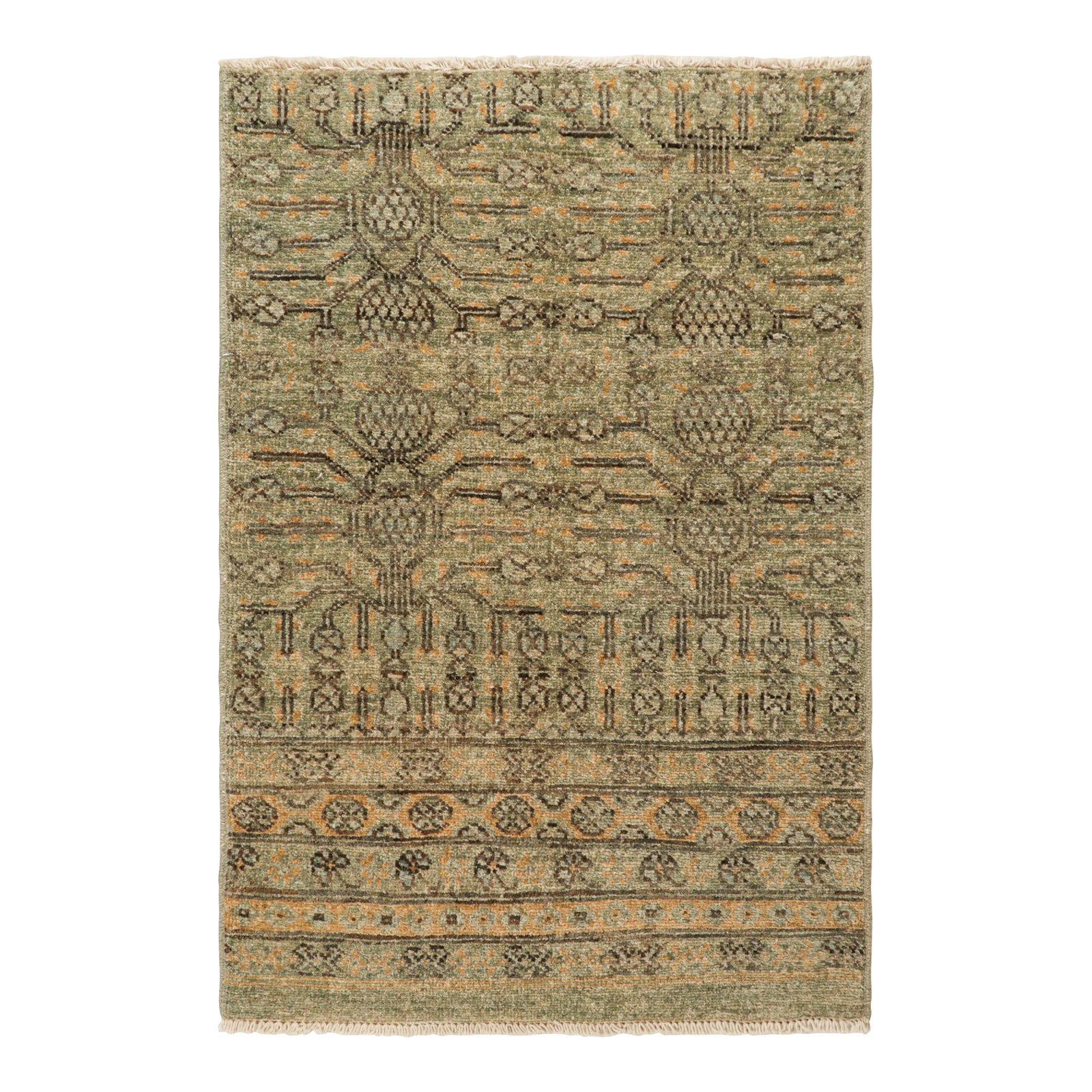 Rug & Kilim’s Khotan Style Rug in Green and Gold With Pomegranate ...