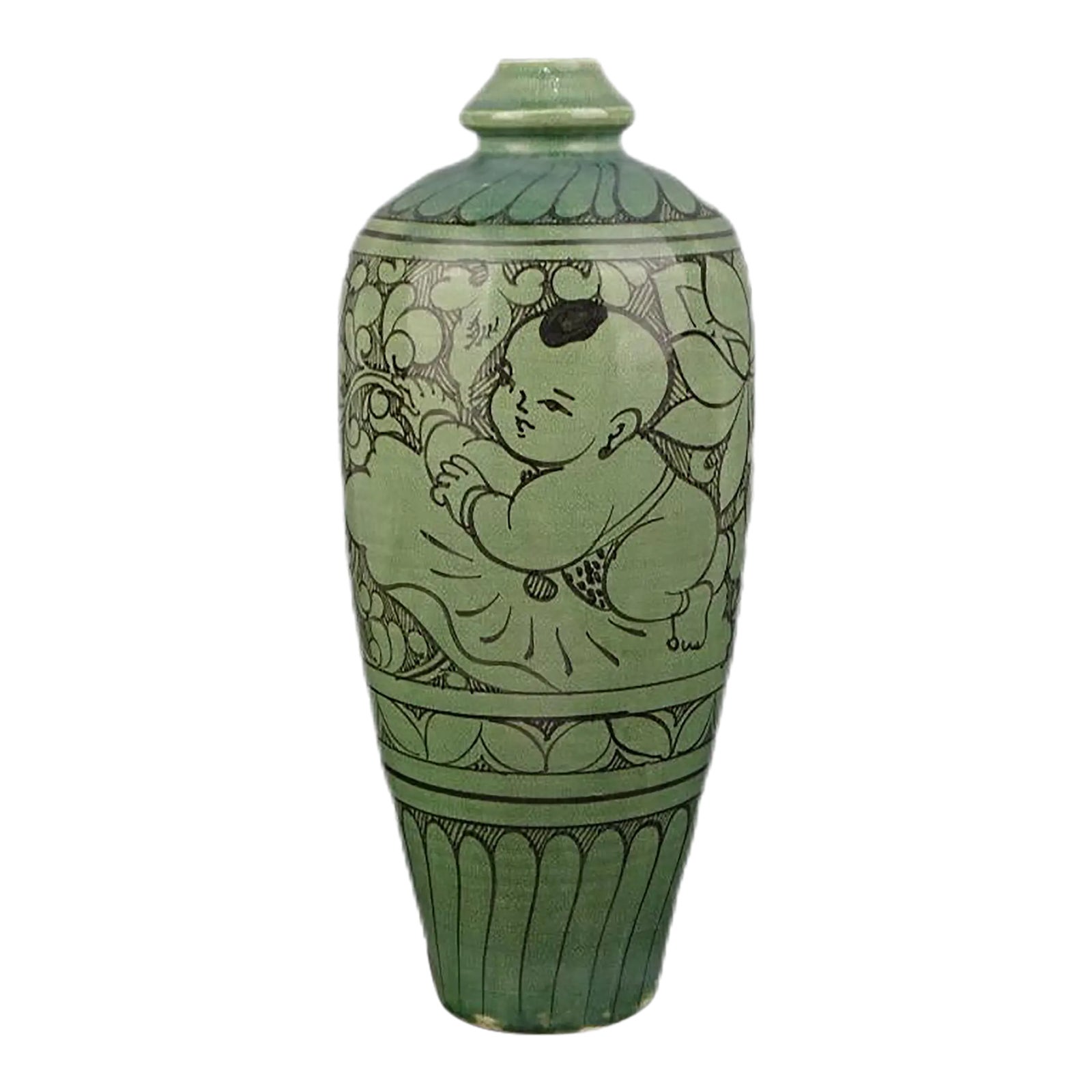 Vintage Chinese Porcelain Song Cizhou Kiln Green Glaze Porcelain ...