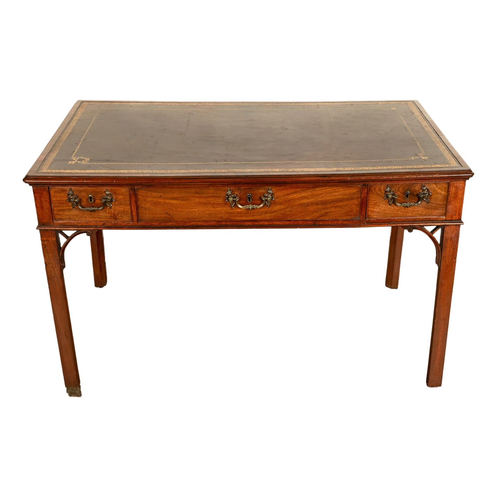 Antique Regency Mahogany Library Table Leather Top Partners Writing ...