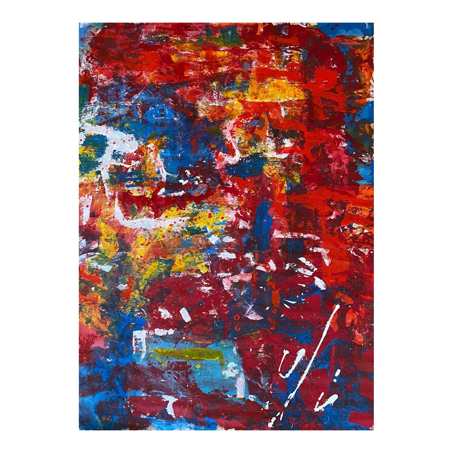 'Love' Large Contemporary Colorful Red, Blue & Yellow Abstract Painting ...