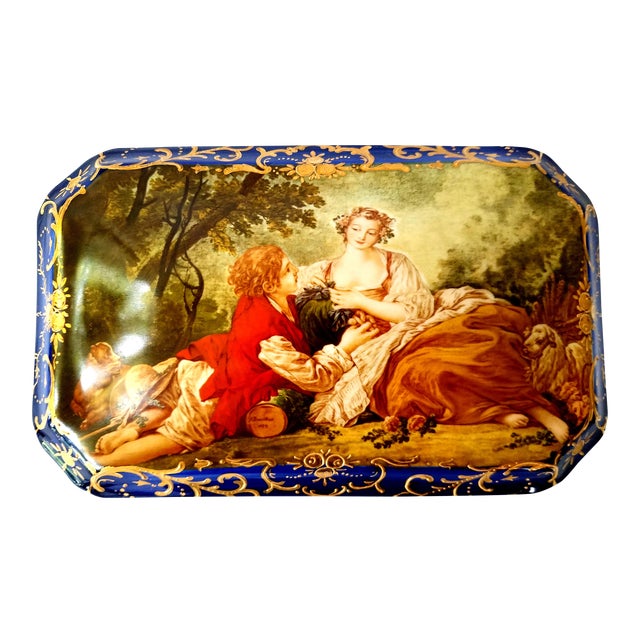 Mid 20th Century Vintage Extra Large Hinged Painted Porcelain Trinket ...