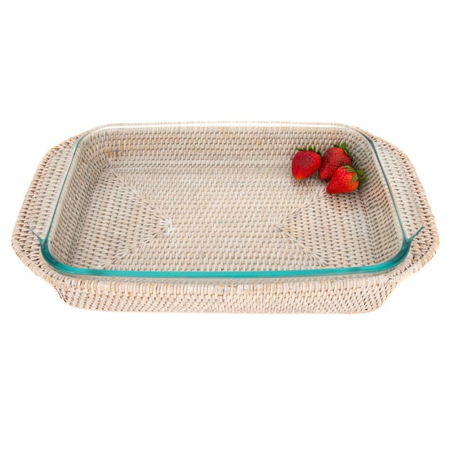 Artifacts Rattan Rectangular Pyrex Holder | Chairish