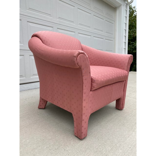 1980s Pink Post-Modern Parsons Lounge Chair | Chairish
