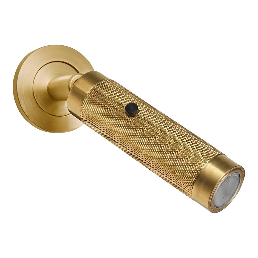 Brushed Brass Led Knurl Reading Light | Chairish
