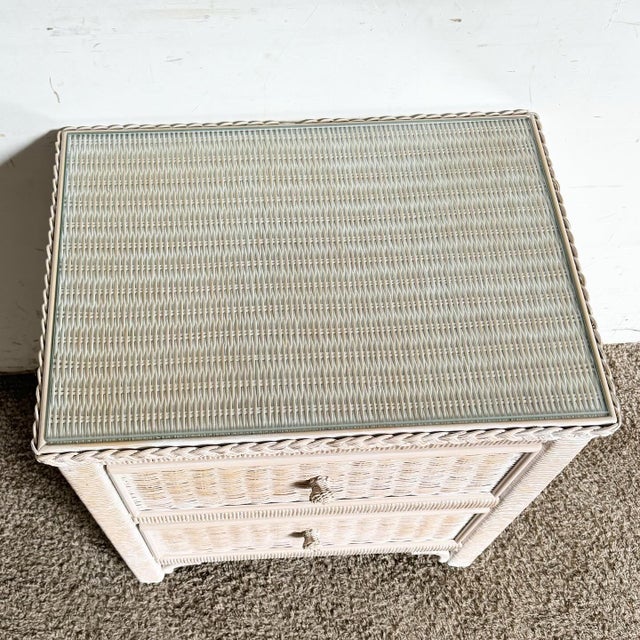 Boho Chic White Washed Henry Link Wicker Nightstand by Lexington ...
