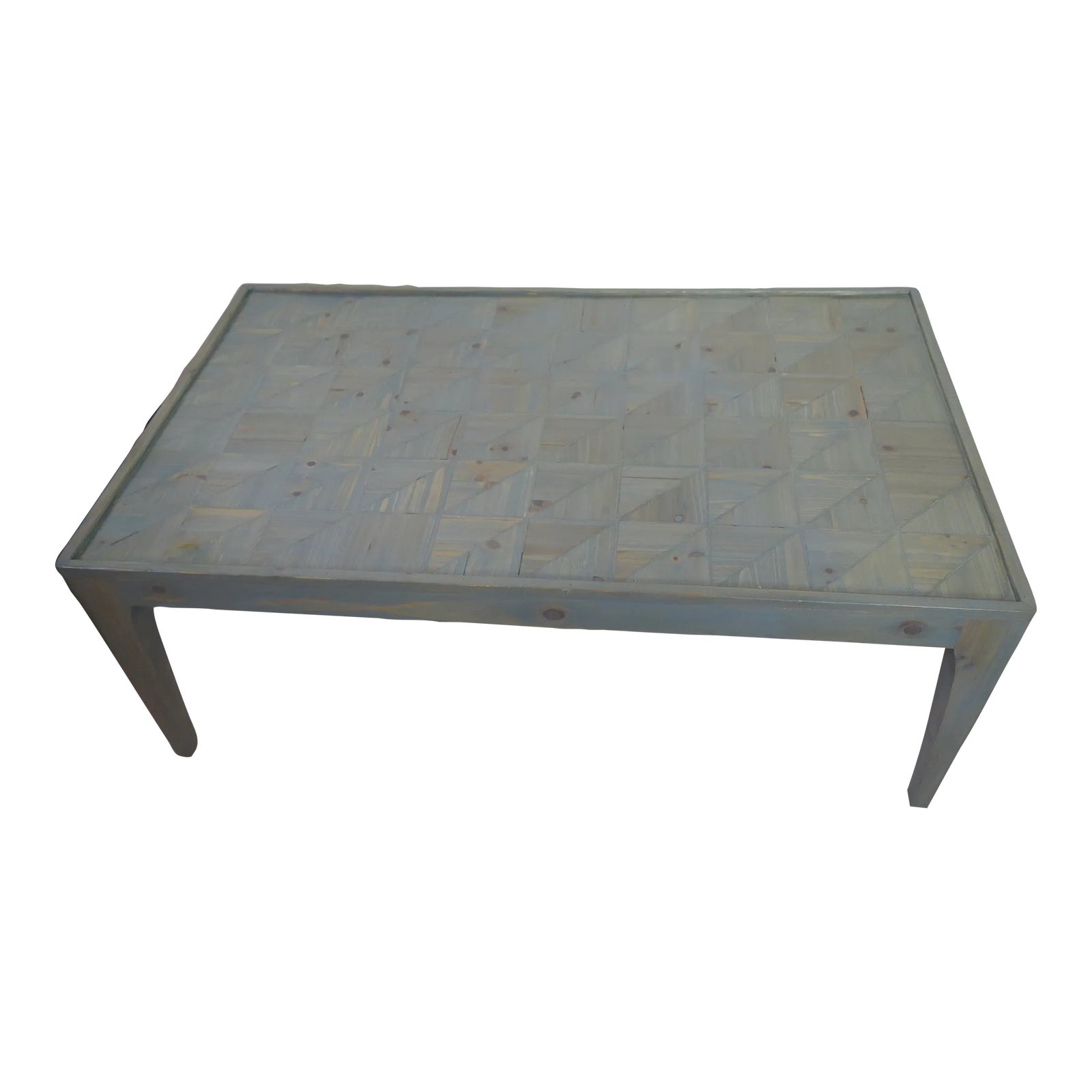 Late 20th Century Farmhouse Wooden Tile Top Hand Crafted Coffee Table ...