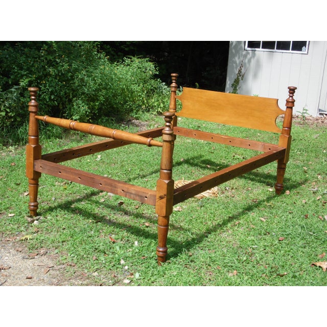 Antique Primitive Solid Chestnut Full Double Rope Bed Tulip Finials ...