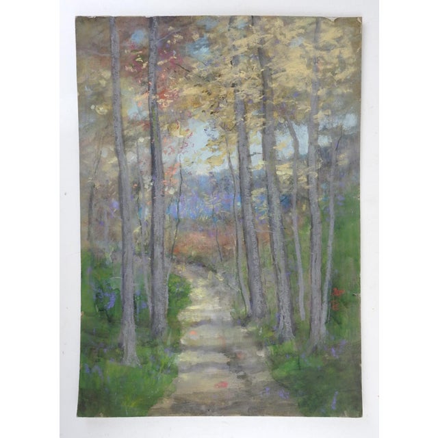 Early 20th Century Impressionist Mountain Forest Path Landscape ...