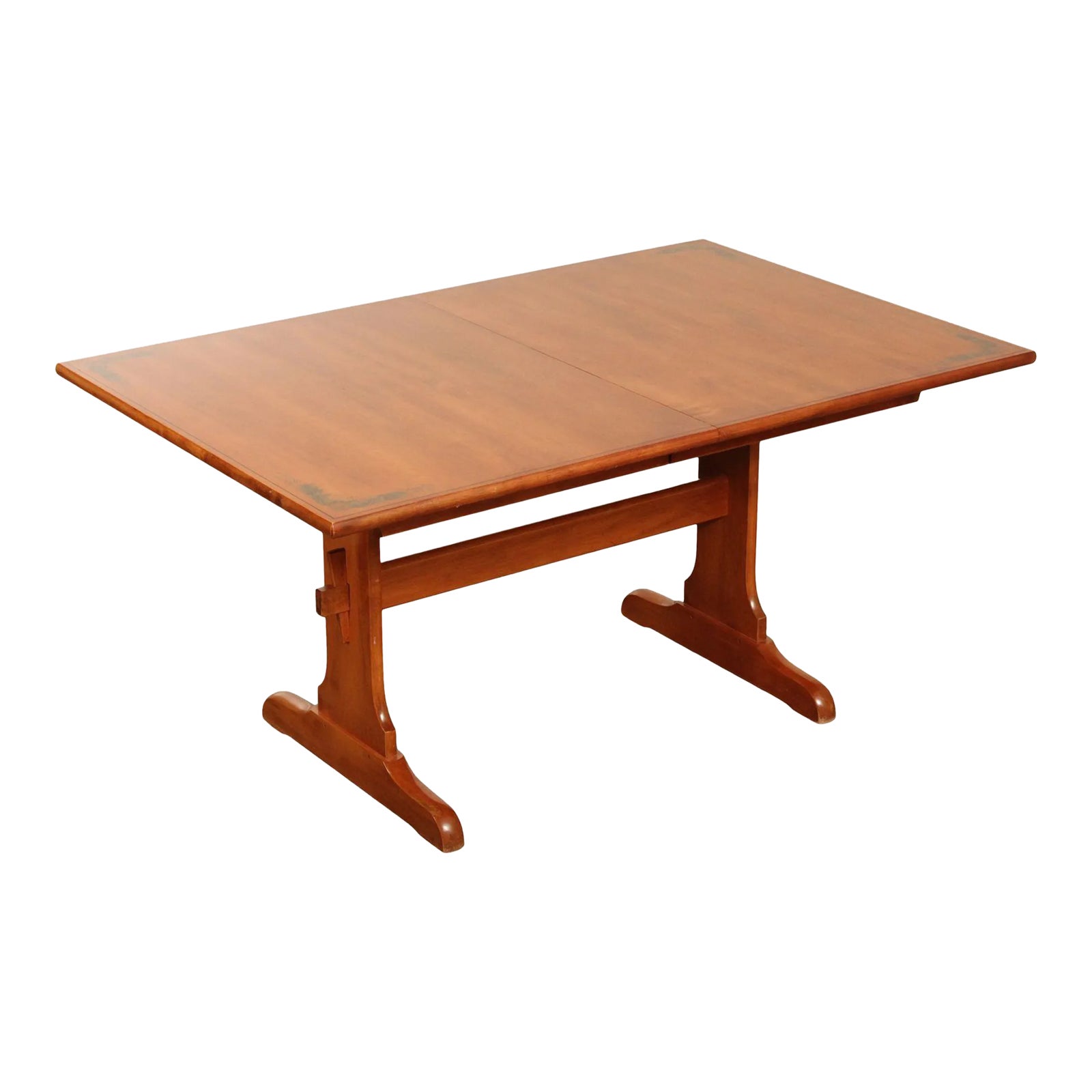 L. Hitchcock Stenciled Maple Expandable Trestle Dining Table | Chairish