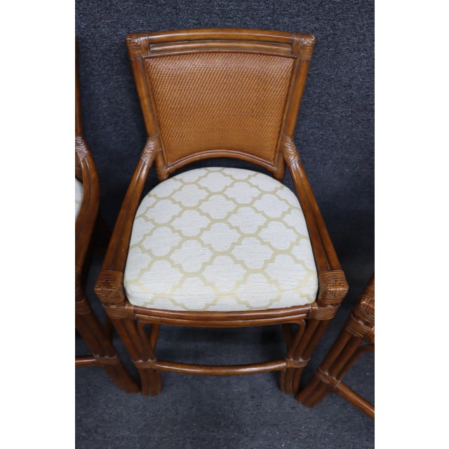 Palecek Set/4 Woven & Bamboo Barstools | Chairish