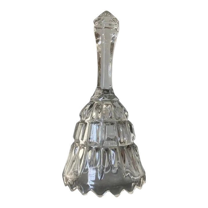 Vintage Art Deco Crystal Glass Dinner Bell With Scalloped Edge | Chairish