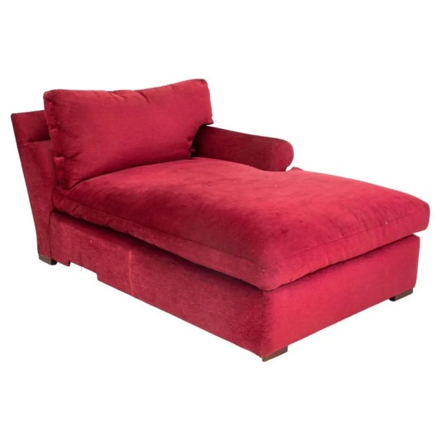 Red Chenille Upholstered Chaise Lounge | Chairish