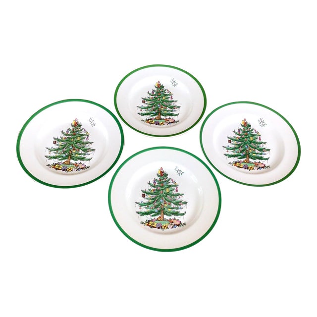 Four Vintage Spode Christmas Tree Dinner Plates | Chairish