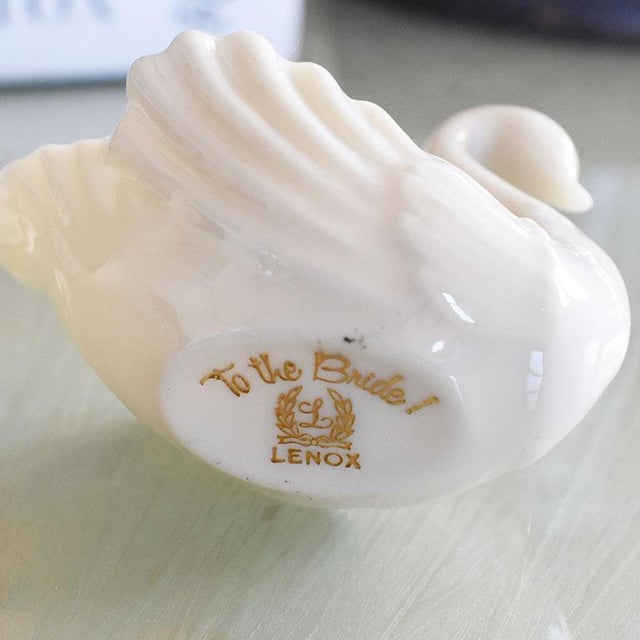 Cream Ceramic Swan Salt Wells - Set of 2 Lenox | Chairish