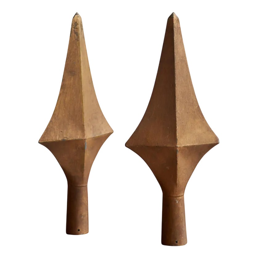Antique Gold Painted Finials, 19th Century, Set of 2 | Chairish
