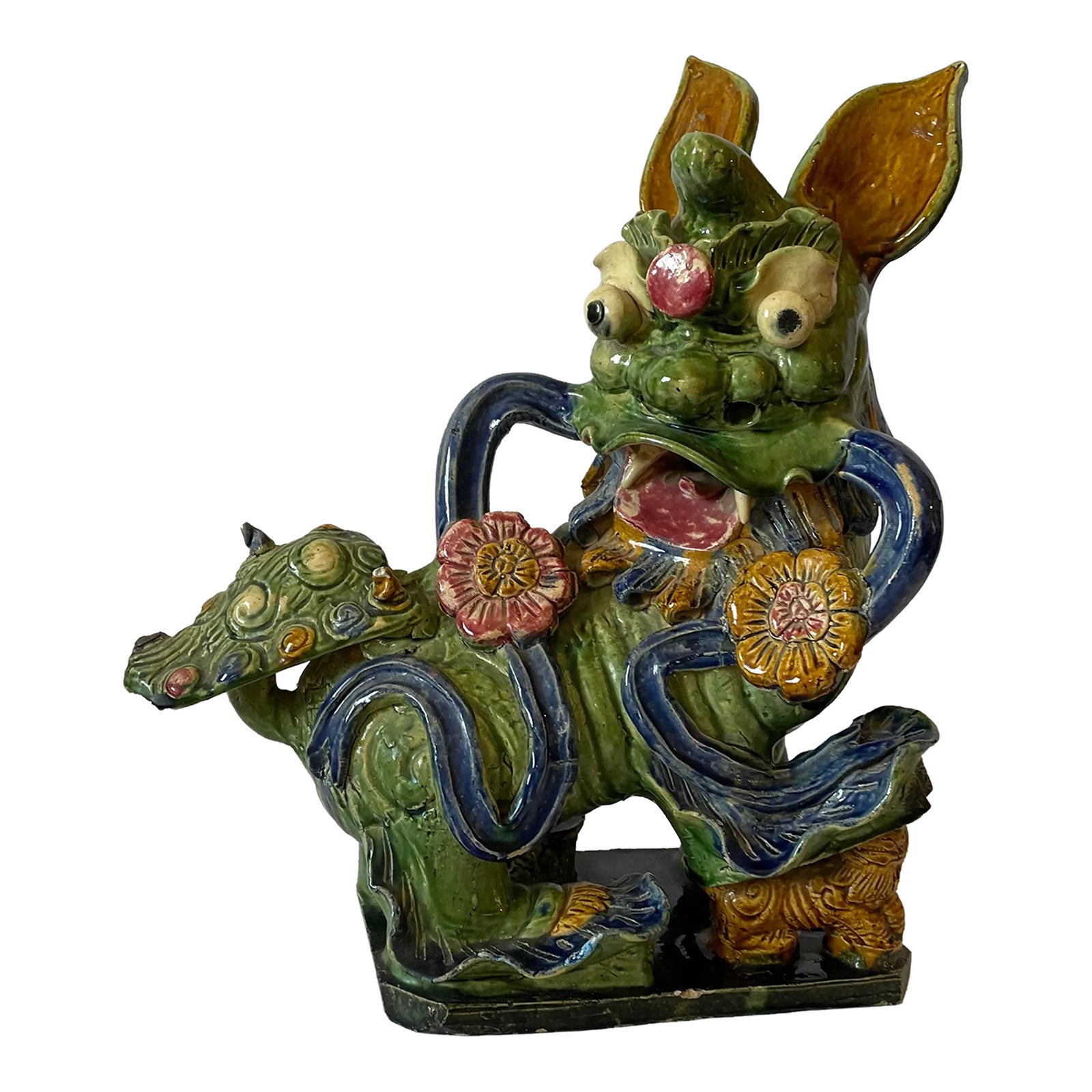 19th Century Chinese Shiwan Ceramic Green Glazed FengShui Foo Dog ...