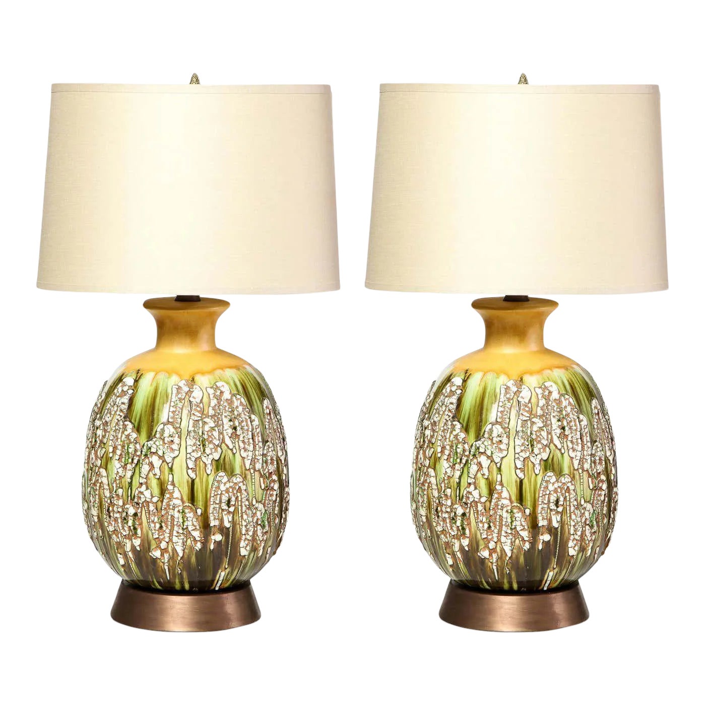 Mid Century Hand Glazed Expressionistic Organic Modern Ceramic Lamps ...