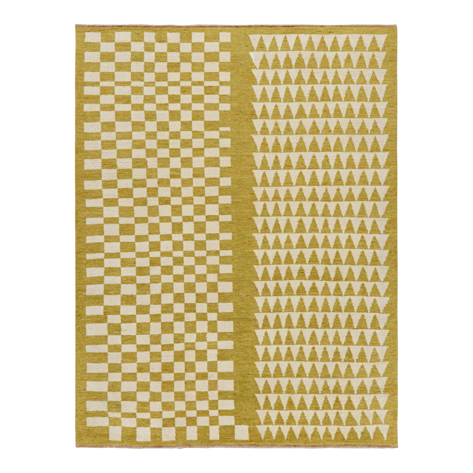 Rug & Kilim’s Moroccan Style Rug With Gold and Beige Patterns | Chairish