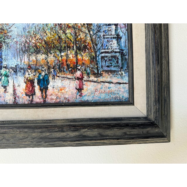 Vintage P.Sanchez Paris Street View Oil Painting, Framed | Chairish