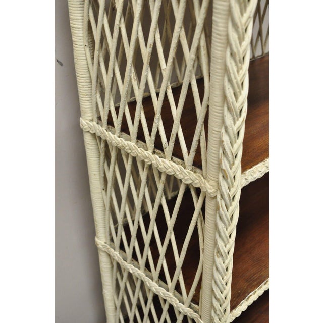 Early 1900s Antique American Victorian White Wicker 5 Shelf Bookcase ...