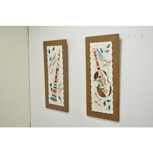 Vintage Andre Mid-Century Modernist Abstract Music Instrument Tile Wall ...