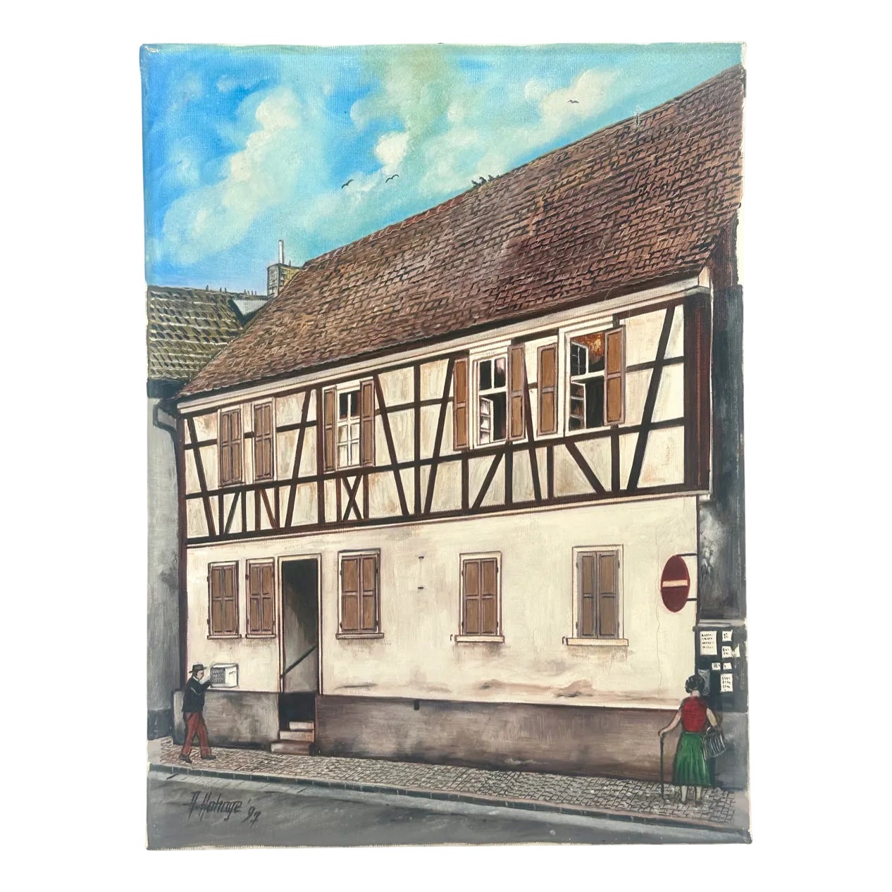 A. Hohage, Houses, 1997, Oil on Canvas | Chairish