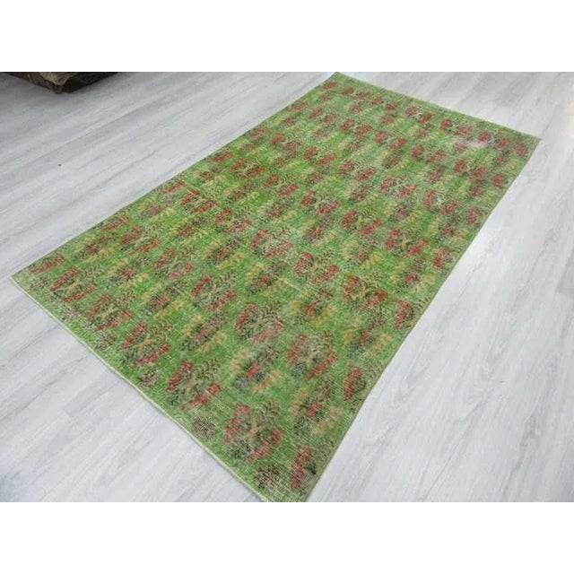 Green Turkish Deco Rug - 4′7″ × 8′ | Chairish