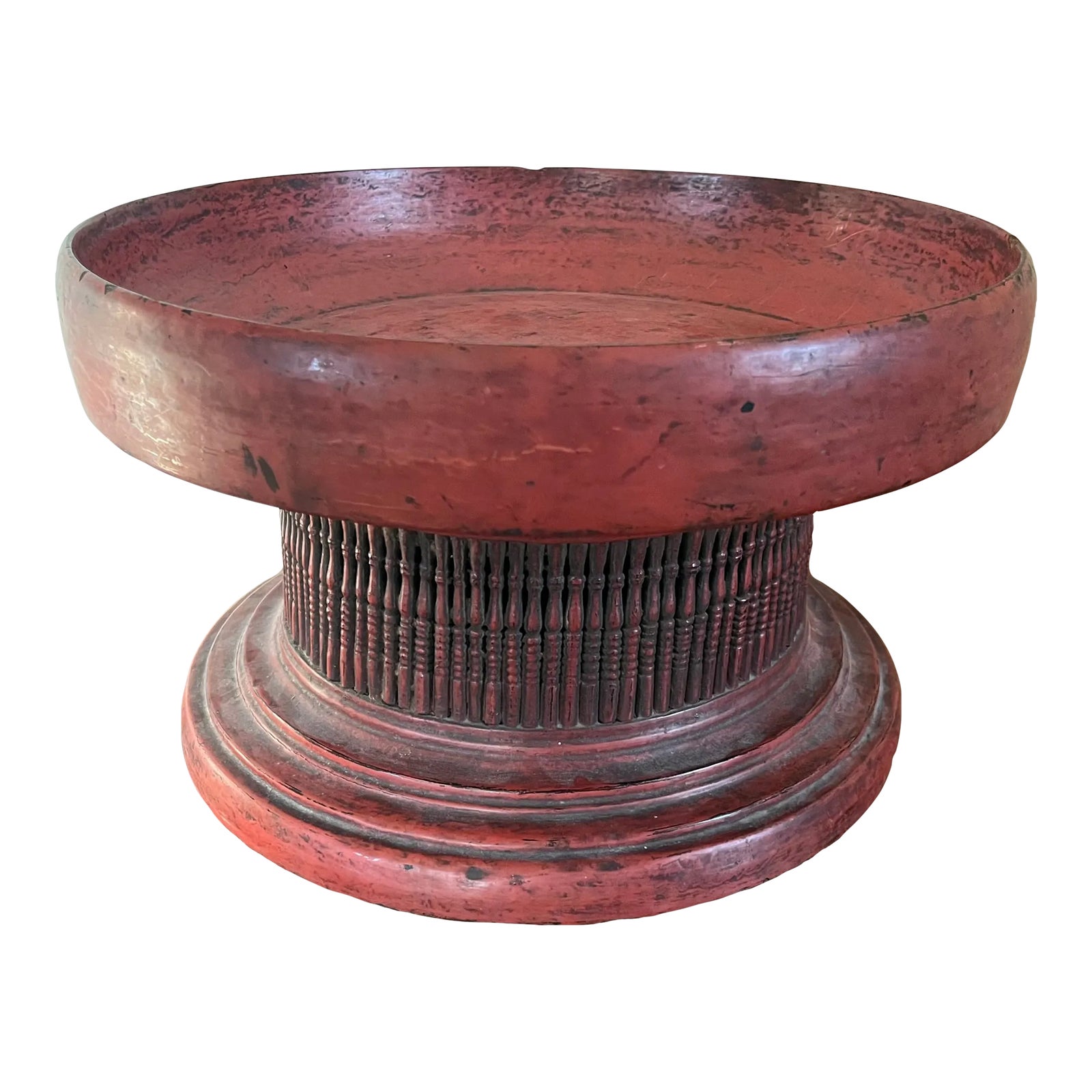 Large Antique 19th Century South East Asian Burmese Red Lacquer Wood ...