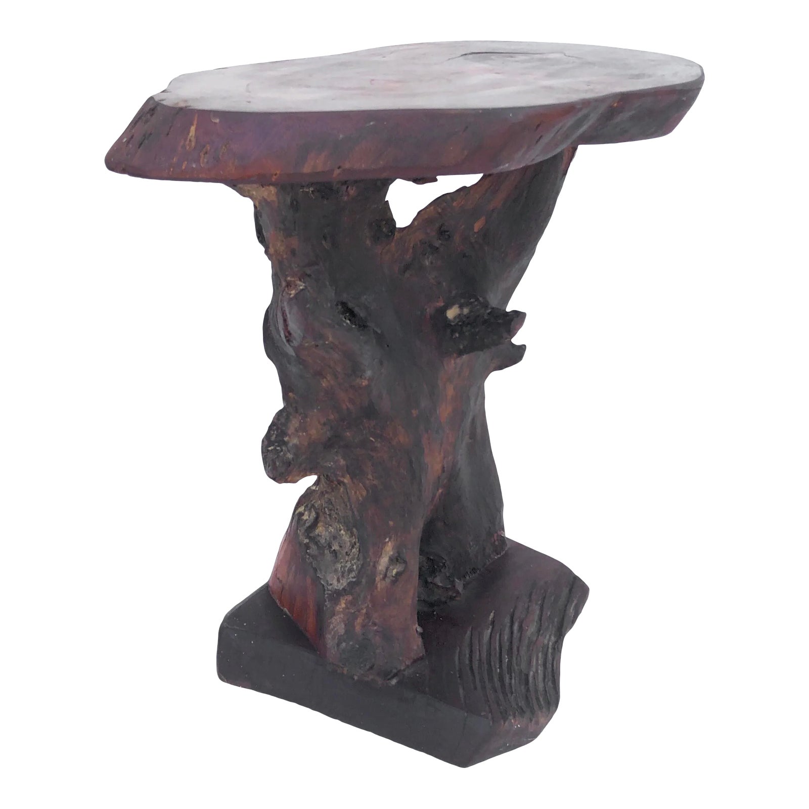 Vintage Tree Slab Side Table or Pedestal | Chairish