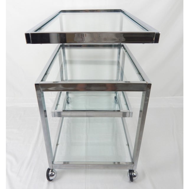 Milo Baughman Attributed Chrome And Glass Bar Cart C 1970s Chairish