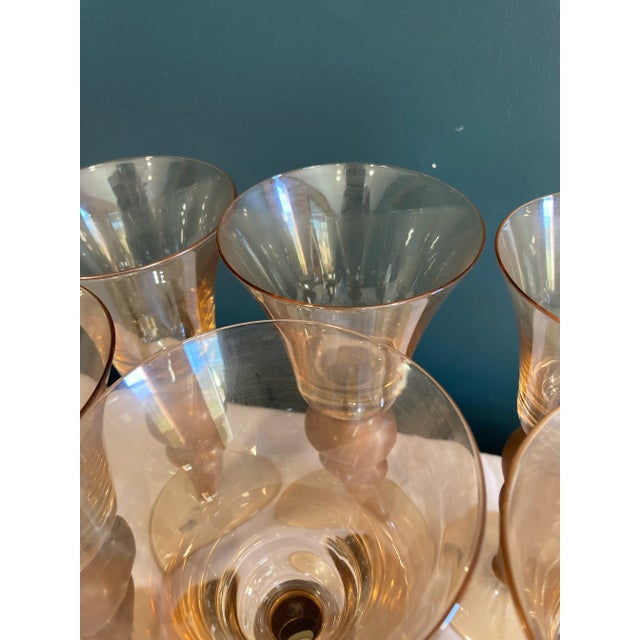 Vintage Bombay Glass Wine Glasses With Gold Bases- Set of 6 | Chairish