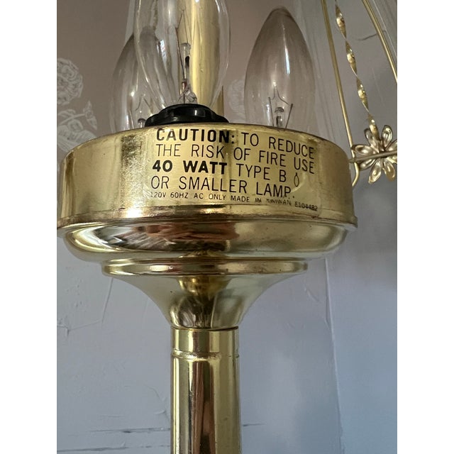 Vintage Brass & Glass Three-Tier Plant Stand + Touch Lamp | Chairish