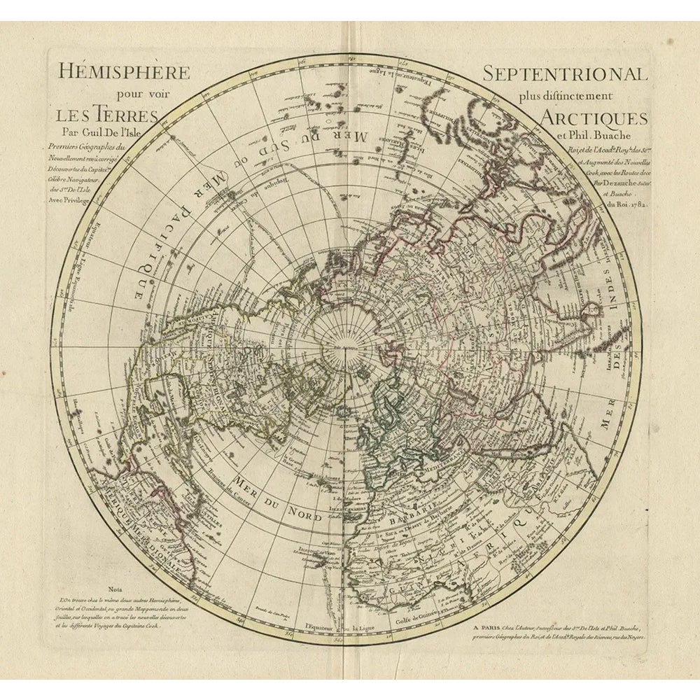 Antique Map of the Northern Hemisphere, 1782 | Chairish