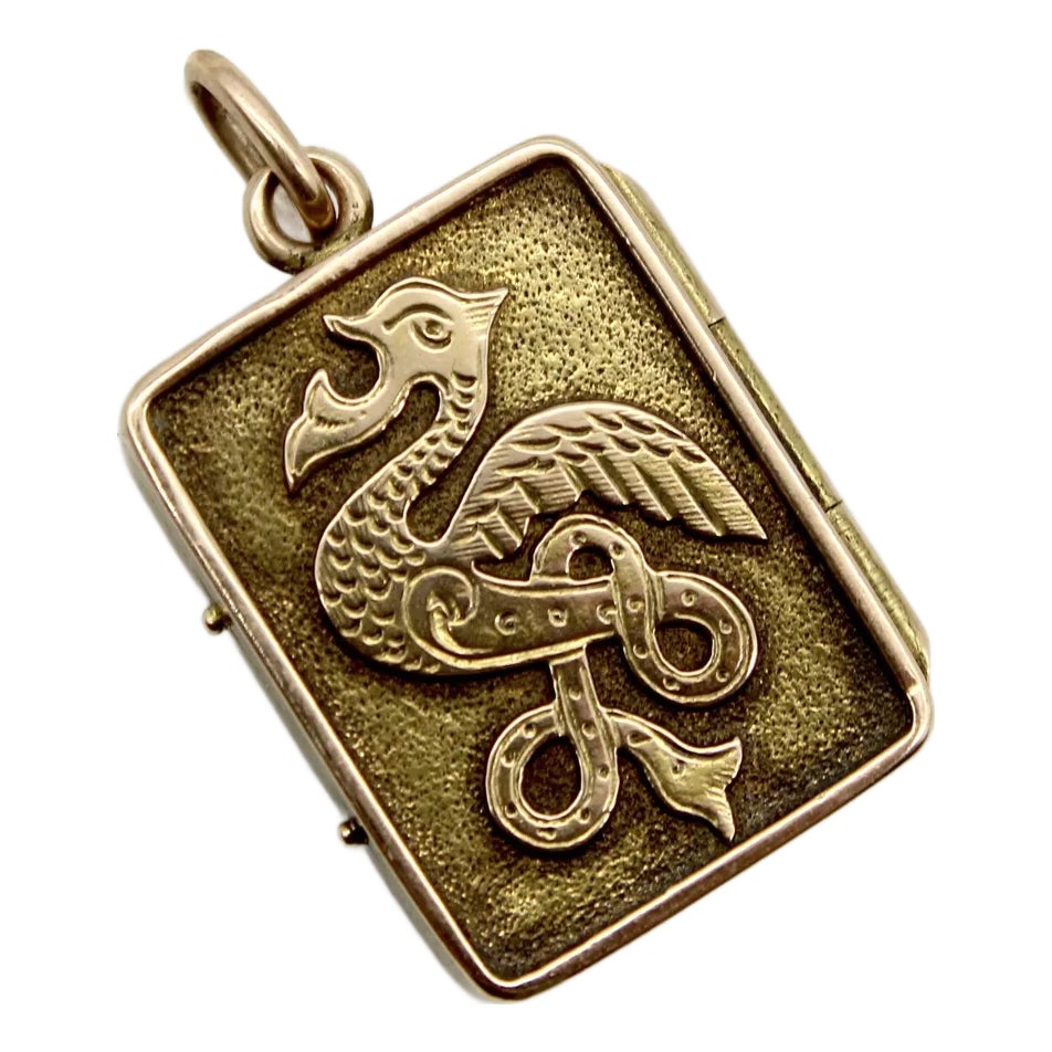 Late 19th Century 14k Gold Victorian Celtic Animal Locket | Chairish
