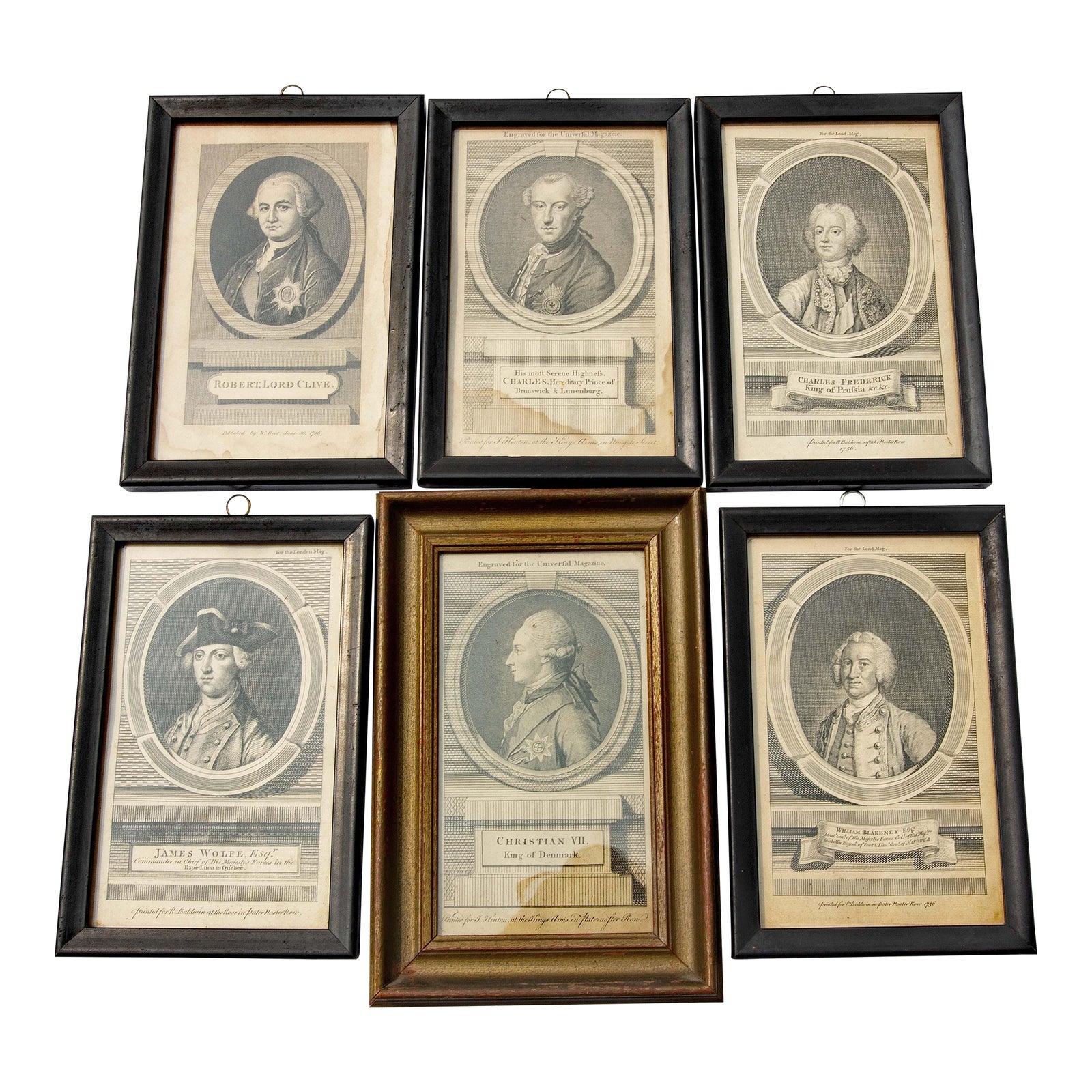 Collection of Six 18th Century Mezzotint Portraits of European Nobility ...