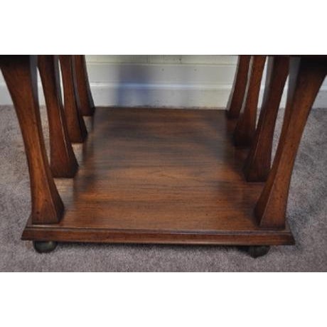 Vintage Mid Century Modern Sculpted Square Walnut Glass Side End Table ...