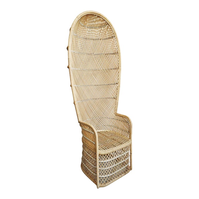 Tall Back Wicker Scoop Chair | Chairish